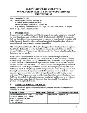 Fillable Online Oag Ca Oag Ca Gov Files Prop6560 DAY NOTICE OF