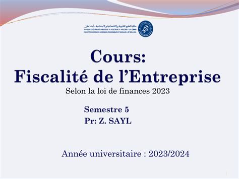 L G Cours Fiscalit D Entreprise S
