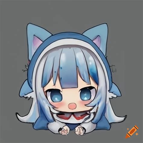 Tiny Gawr Gura With Cat Ears On Craiyon