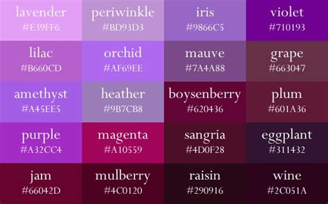 Purple Color Palette With Names