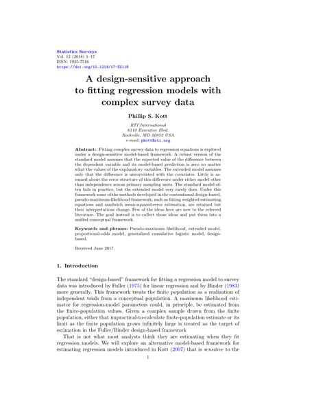 pdf a design sensitive approach to fitting regression models with complex survey data