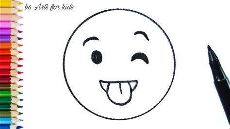 How To Draw Emojis Winking With Tongue Sticking Out Step By Step The