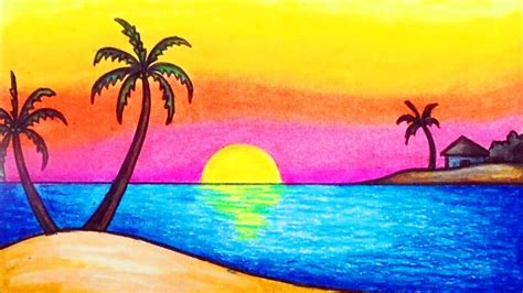 How To Draw A Beach Sunset