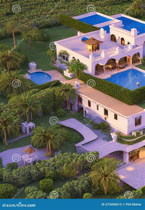 Fictional Mansion In Los Mochis Sinaloa Mexico Stock Illustration