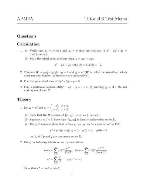tut test 6 memo tut test 6 memo apm2a tutorial 6 test memo questions calculation 1 a