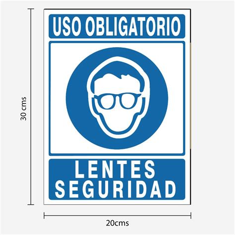 Letrero En Estireno Calibre 40 De 20 X 30 Cms USO OBLIGATORIO LENTES