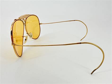 1960s Vtg B L Ray Ban Ambermatic Bullet Hole Shooter Aviator Sunglasses