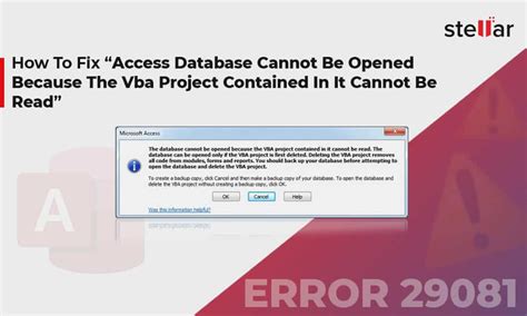 How To Fix “access Database Cannot Be Opened Because The Vba Project Contained In It Cannot Be