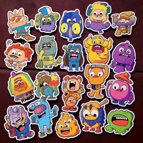 Premium AI Image A Close Up Of A Bunch Of Cartoon Stickers On A Table