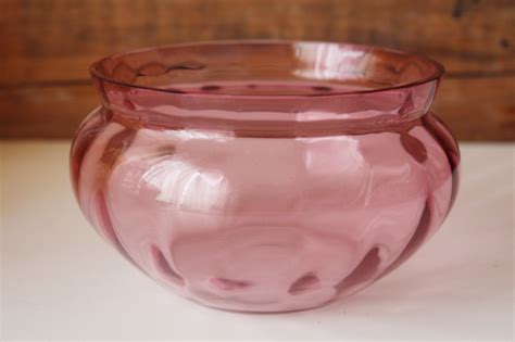 Vintage Pilgrim Cranberry Glass Rose Bowl Vase Hand Blown Art Glass