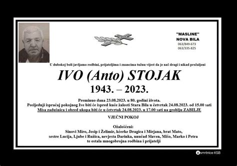 Ivo Anto Stojak Osmrtnice KSB
