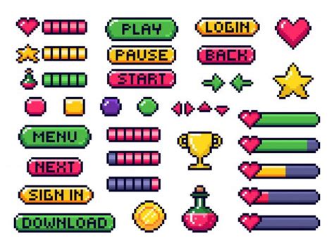 Premium Vector Pixel Game Buttons Games Ui Gaming Controller Arrows