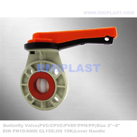 PVDF PP Pph Size DN63 To DN200 Plastic Butterfly Valve With Wafer Lug