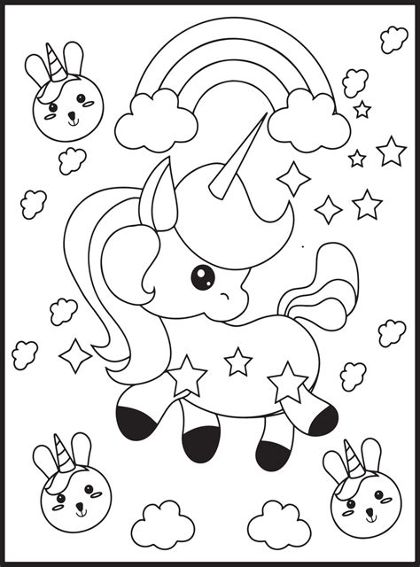 Dibujos De Unicornios Kawaii Para Colorear 19549140 Vector En Vecteezy