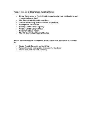 Fillable Online Co Stephenson Il Type Of Records At Stephenson Nursing