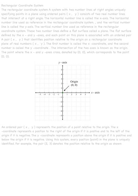 Rectangular Coordinate System The Horizontal Number Line Is Called