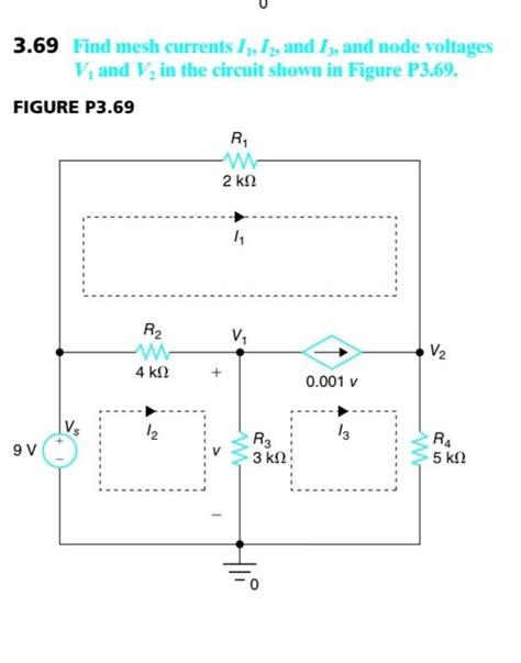 Solved 3 57 Find Mesh Currents I1 I2 And I3 And Node Chegg