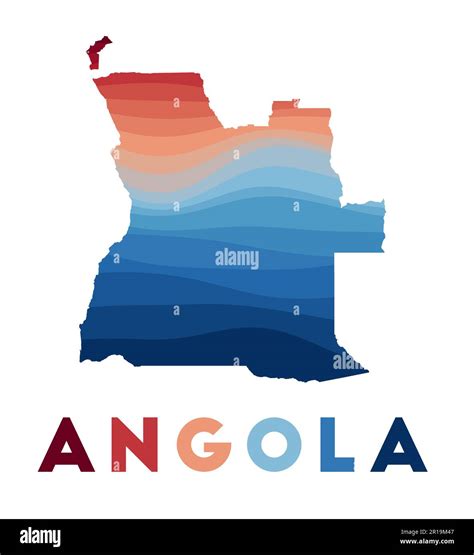 Angola mapa Mapa del país con hermosas ondas geométricas en colores