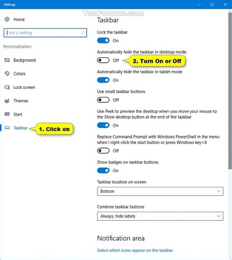 Turn On Or Off Auto Hide Taskbar In Desktop Mode In Windows Tutorials