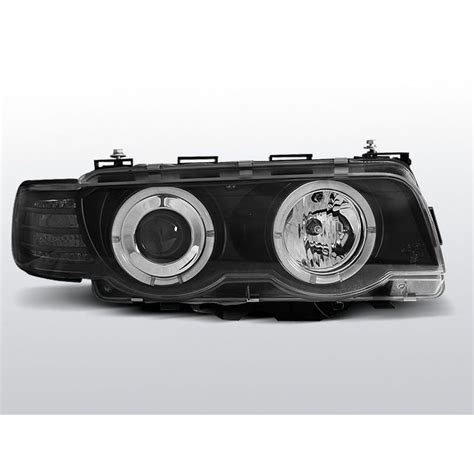 Phares Avant Angel Eyes H7 H1 BMW E38 09 98 07 01 Noir