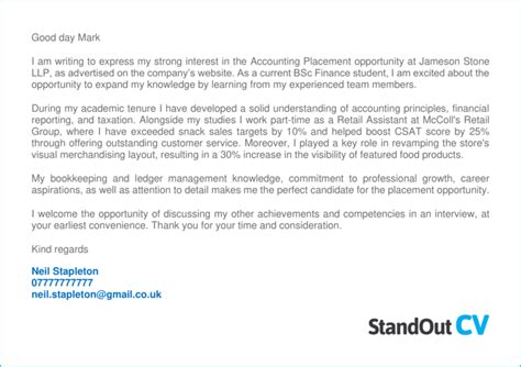 3 Placement Cover Letter Examples Get The Job