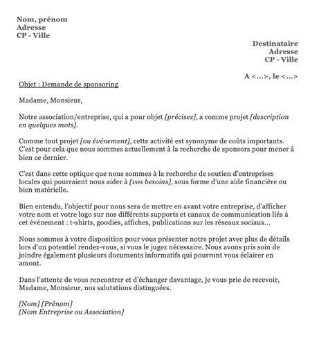 Demande De Sponsoring Conseils Et Mod Le De Lettre