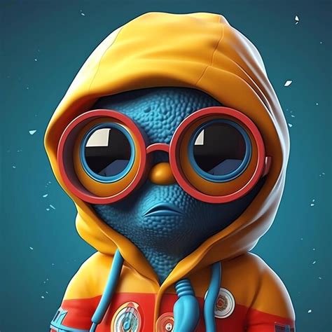 Um personagem de desenho animado um capuz vermelho e óculos Foto