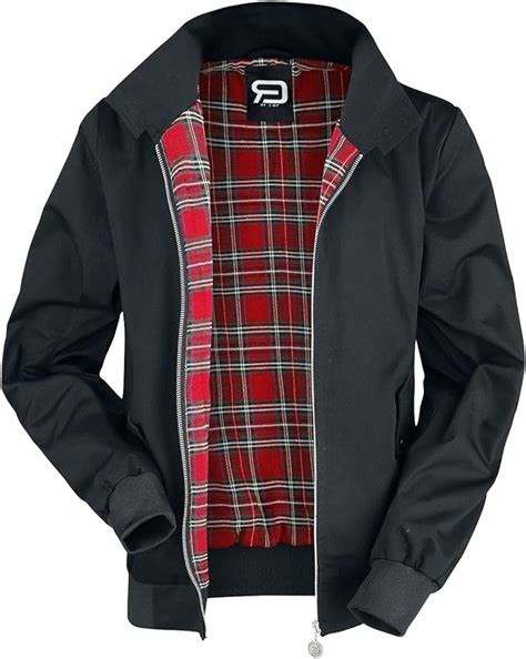 RED By EMP Herren Schwarze Basic Jacke Mit Karriertem Futter XL