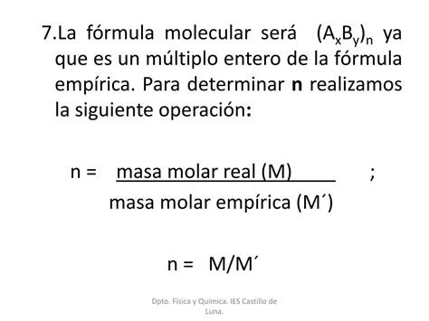 PPT CÁLCULO FÓRMULA EMPÍRICA Y MOLECULAR PowerPoint Presentation