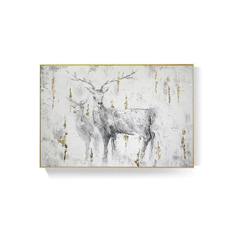 Abstract Deer Oil Painting On Canvas Large Original White Etsy