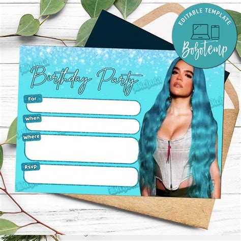 Karol G Fill In Blank Invitation Customizable Template Bobotemp