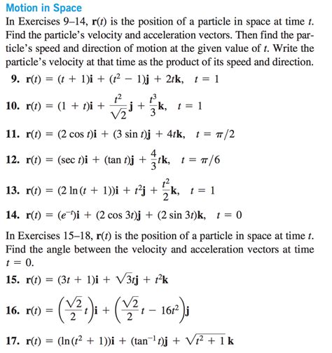 solved in exercise r t is the position of a particle in