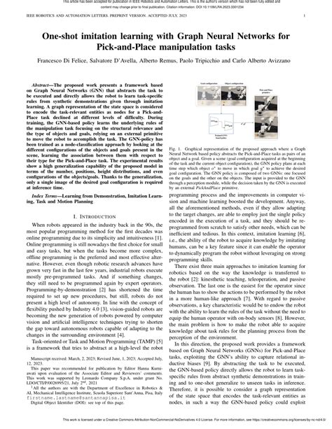 pdf one shot imitation learning with graph neural networks for pick and place manipulation tasks