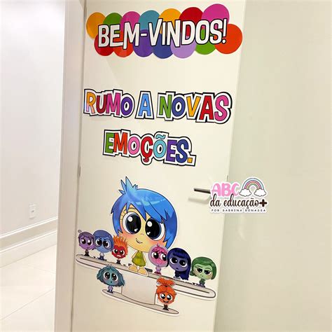 Painel de Porta Volta às aulas Divertida Mente Prof Decorativa Loja