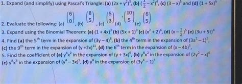 solved expand and simplify ﻿using pascal s triangle