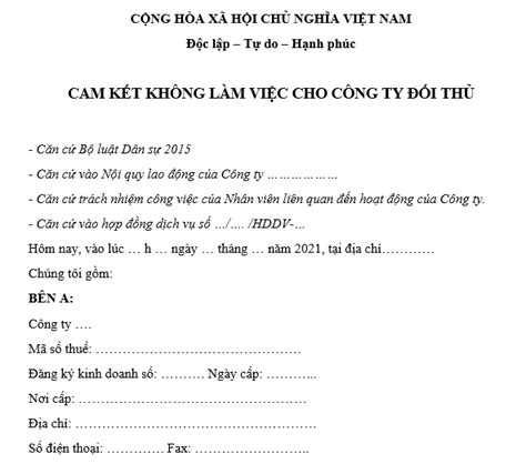 Cam kết không làm cho công ty đối thủ nhưng vẫn làm thì có phải bồi