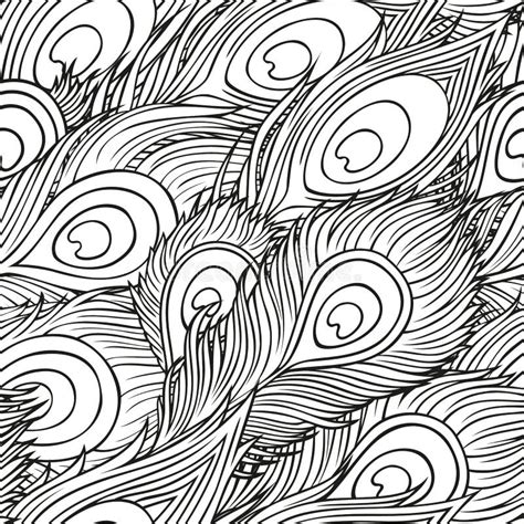 Hand Drawn Peacock Feathers Stock Vector Illustration Of Flight Line 40433086