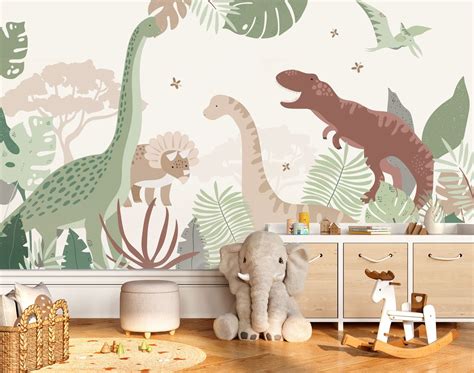 Papier Peint Dinosaures Panoramique Enfant Babywall
