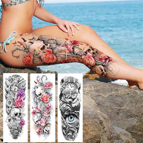 Buy 11 Sheets NEZAR Large Vine Peony Flower Rose Full Arm Temporary