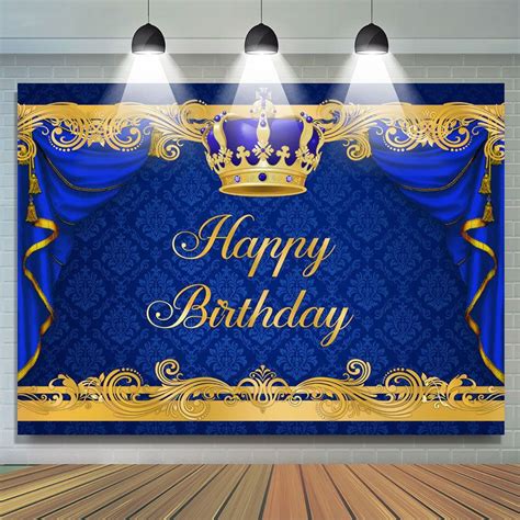 Gorgeous Royal Blue And Gold Happy Birthday Backdrop Artofit