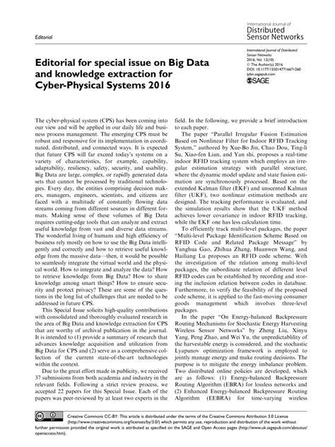 pdf editorial for special issue on big data and knowledge extraction for cyber physical