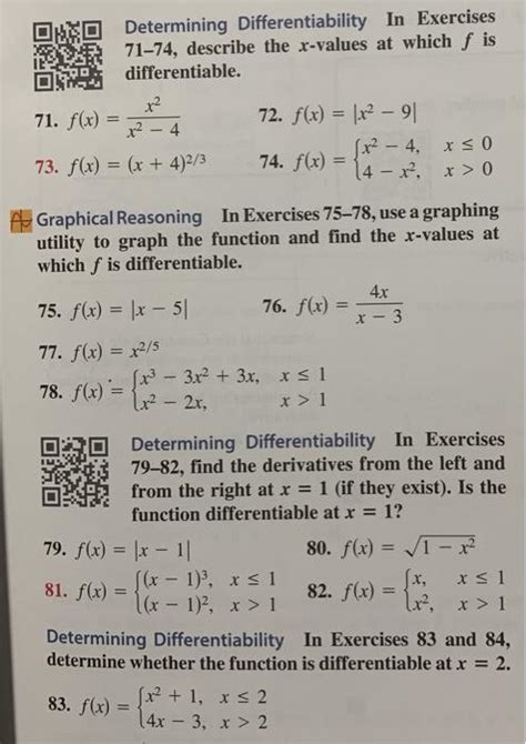 solved determining differentiability in exercises 71 74