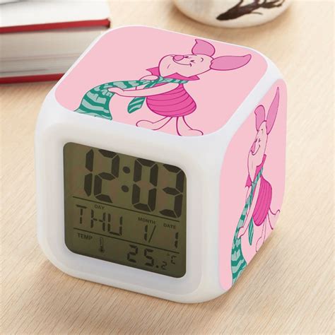 Piglets Big Movie Alarm Clock Led Light 7 Color Change Electronic Desk