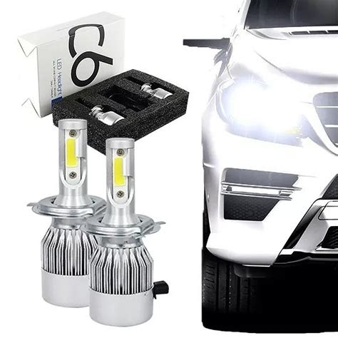 Kit 2 Lâmpadas Farol Super LED C6 Cooler 7200lm 6000K 72w Branco Frio