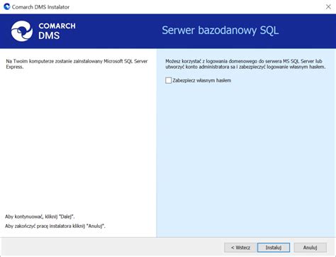 Instalacja Microsoft Sql Server Express Za Pomoc Instalatora Comarch