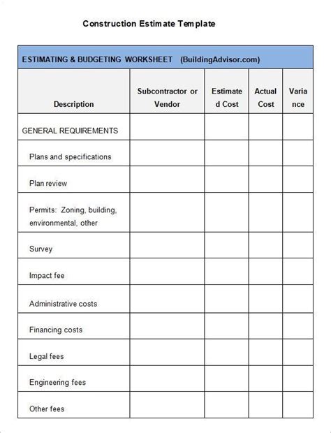 Quotation Template Excel With Images Estimate Template Checklist