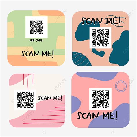 Qr Code Label Png Picture Set Of Qr Code Label With Abstract Shapes