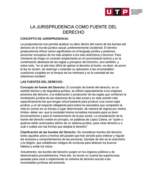 Resumen DE LA Jurisprudencia COMO Fuente DEL Derecho LA