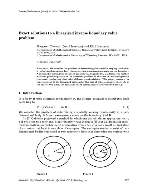 exact solutions to a linearized inverse boundary value problem t
