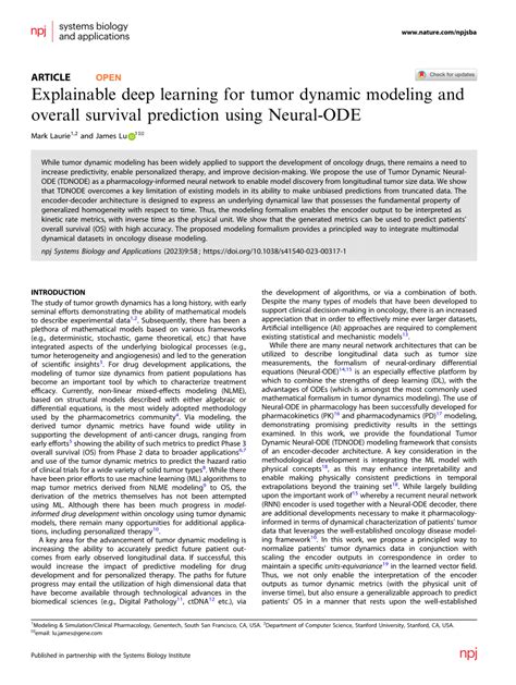 pdf explainable deep learning for tumor dynamic modeling and overall survival prediction using